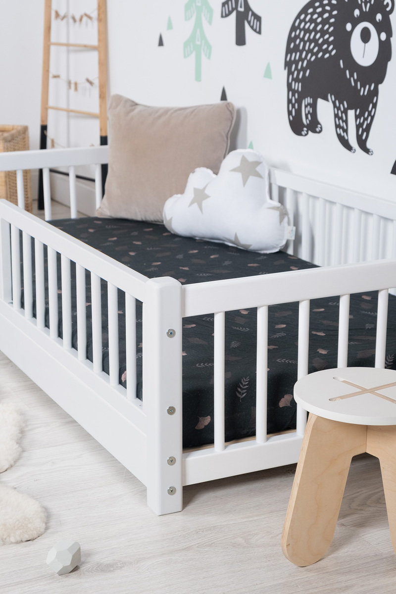 Lit enfant bas Montessori Ourbaby - blanc - banaby.fr